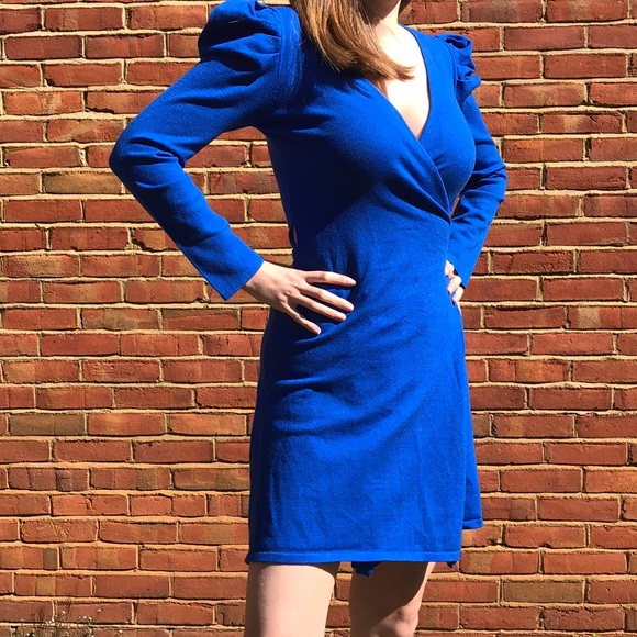 4SI3NNA | Dresses | Royal Blue 4si3nna Revolve Knit Long Puff Sleeve ...